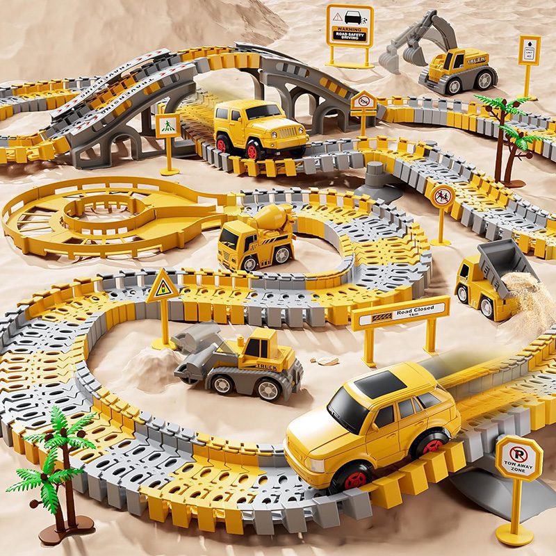 Construction Race Track 467 Pieces Super Set - KidsBaron